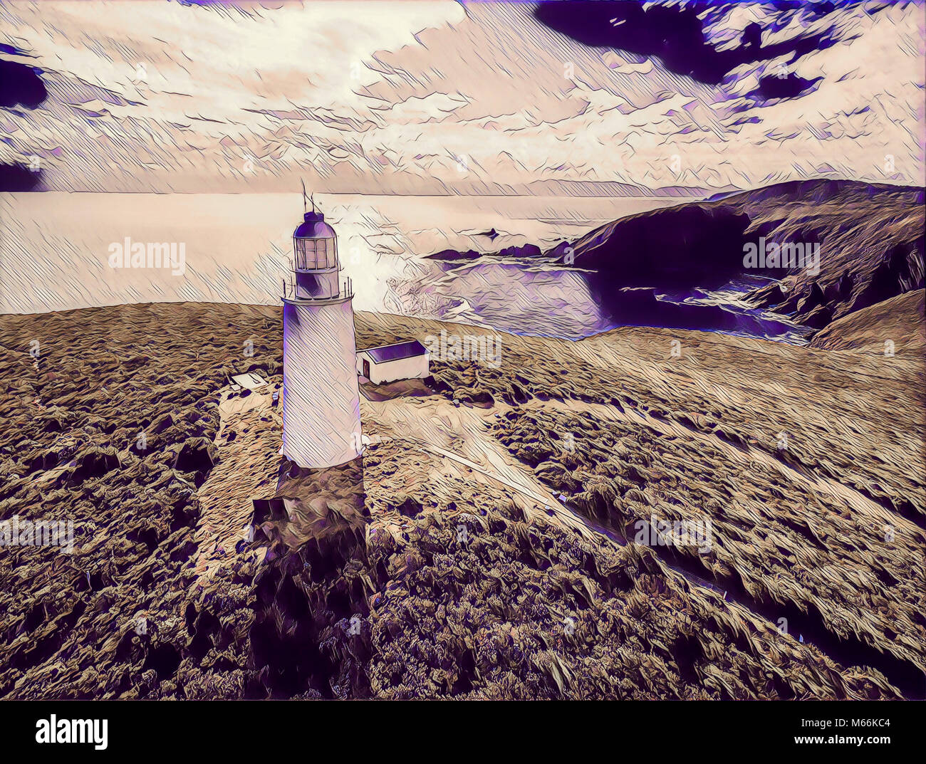 Stylized painting of a Lighthouse Stock Photo - Alamy