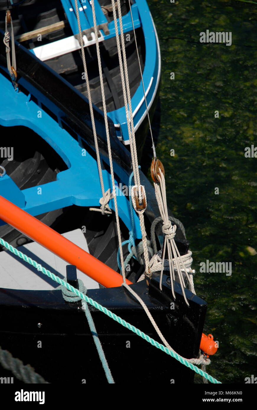 Rigging on the bow of a Galway hooker in Galway harbour Stock Photo - Alamy