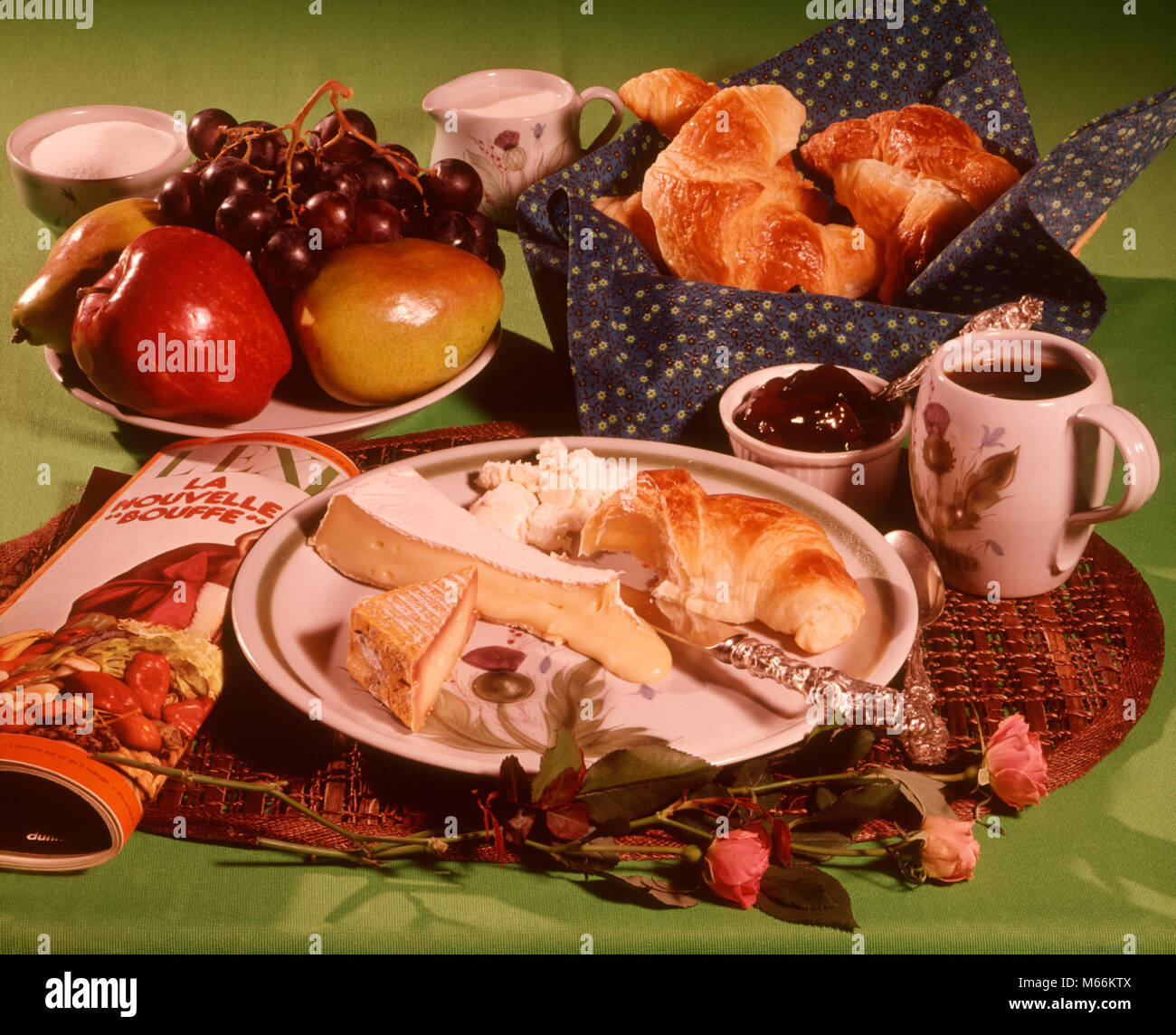 1970s 1980s CROISSANTS CHEESE BRIE FRUIT JAM COFFEE CONTINENTAL ...