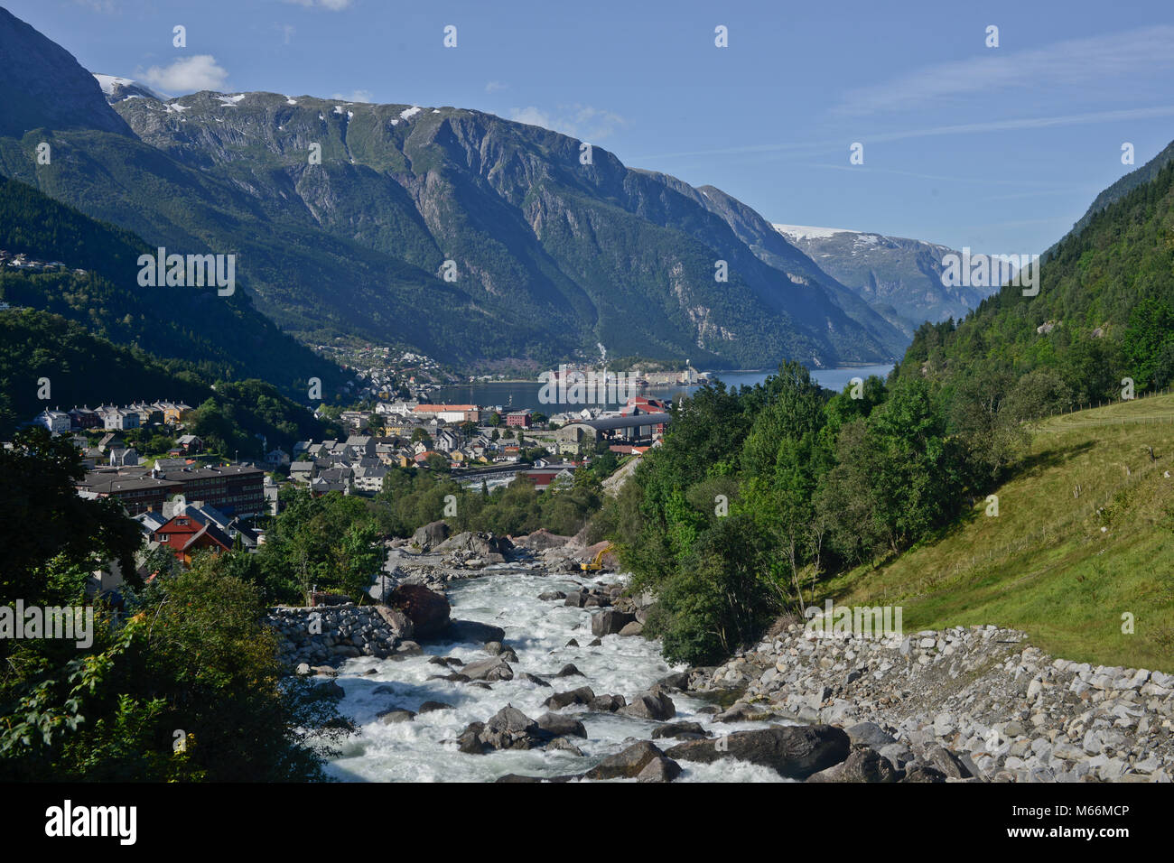 Panoramic view of Odda, from the Opo River (Norway Stock Photo - Alamy