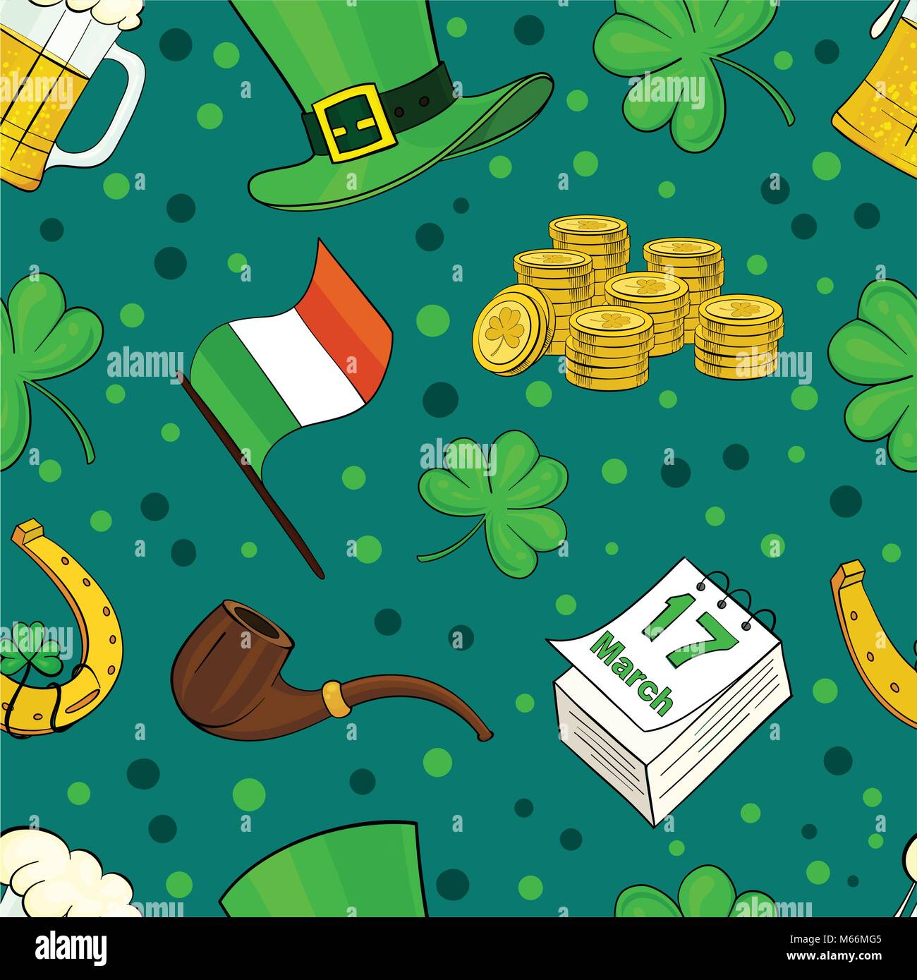 Vector illustration of stickers pattern on the day of Saint Patr Stock ...