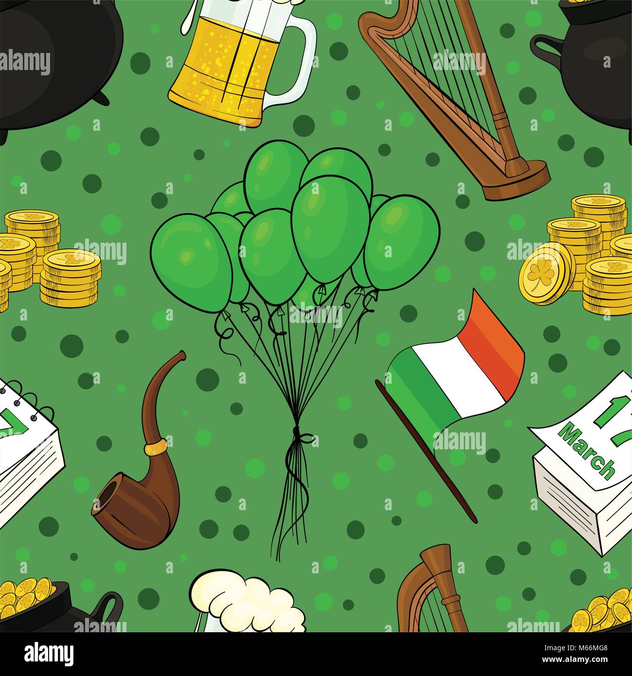 Vector illustration of stickers pattern on the day of Saint Patr Stock ...