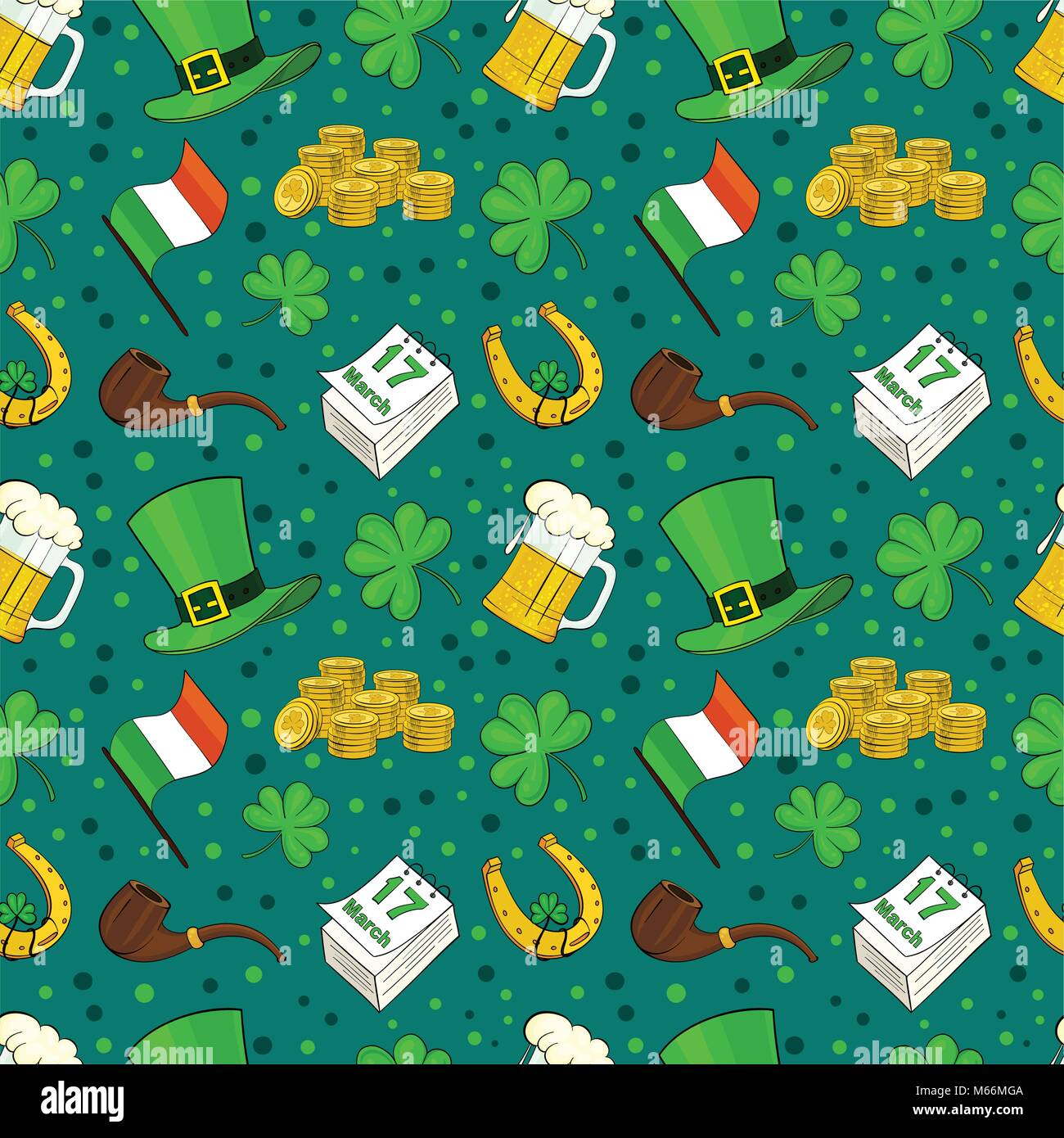 Vector illustration of stickers pattern on the day of Saint Patr Stock ...