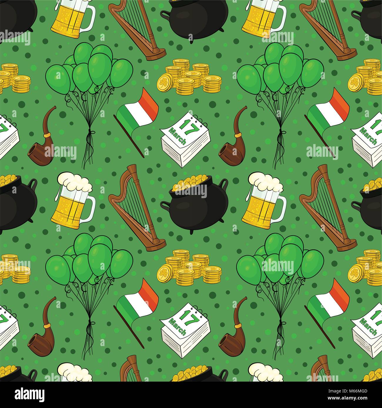 Vector illustration of stickers pattern on the day of Saint Patr Stock ...
