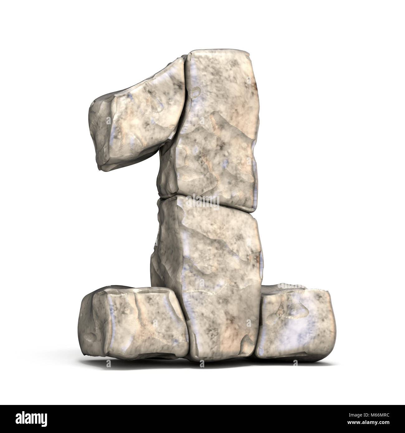 Stone font number 1 ONE 3D render illustration isolated on white ...