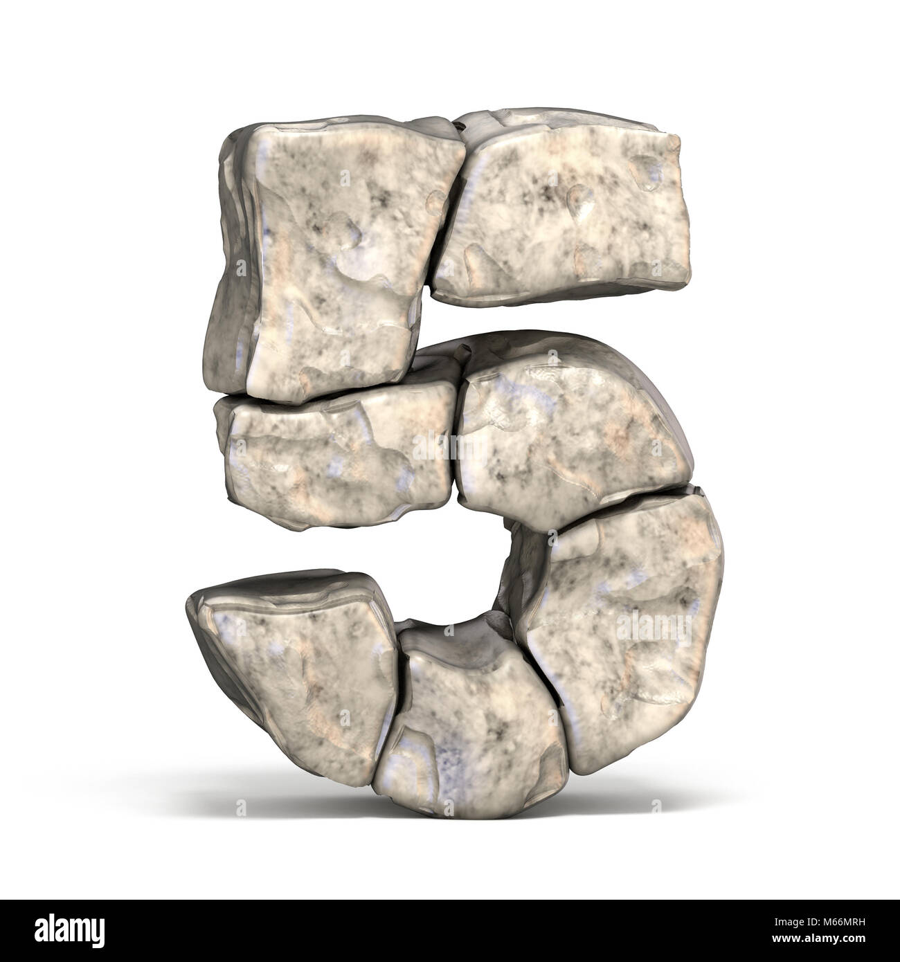 Stone font number 5 FIVE 3D render illustration isolated on white ...