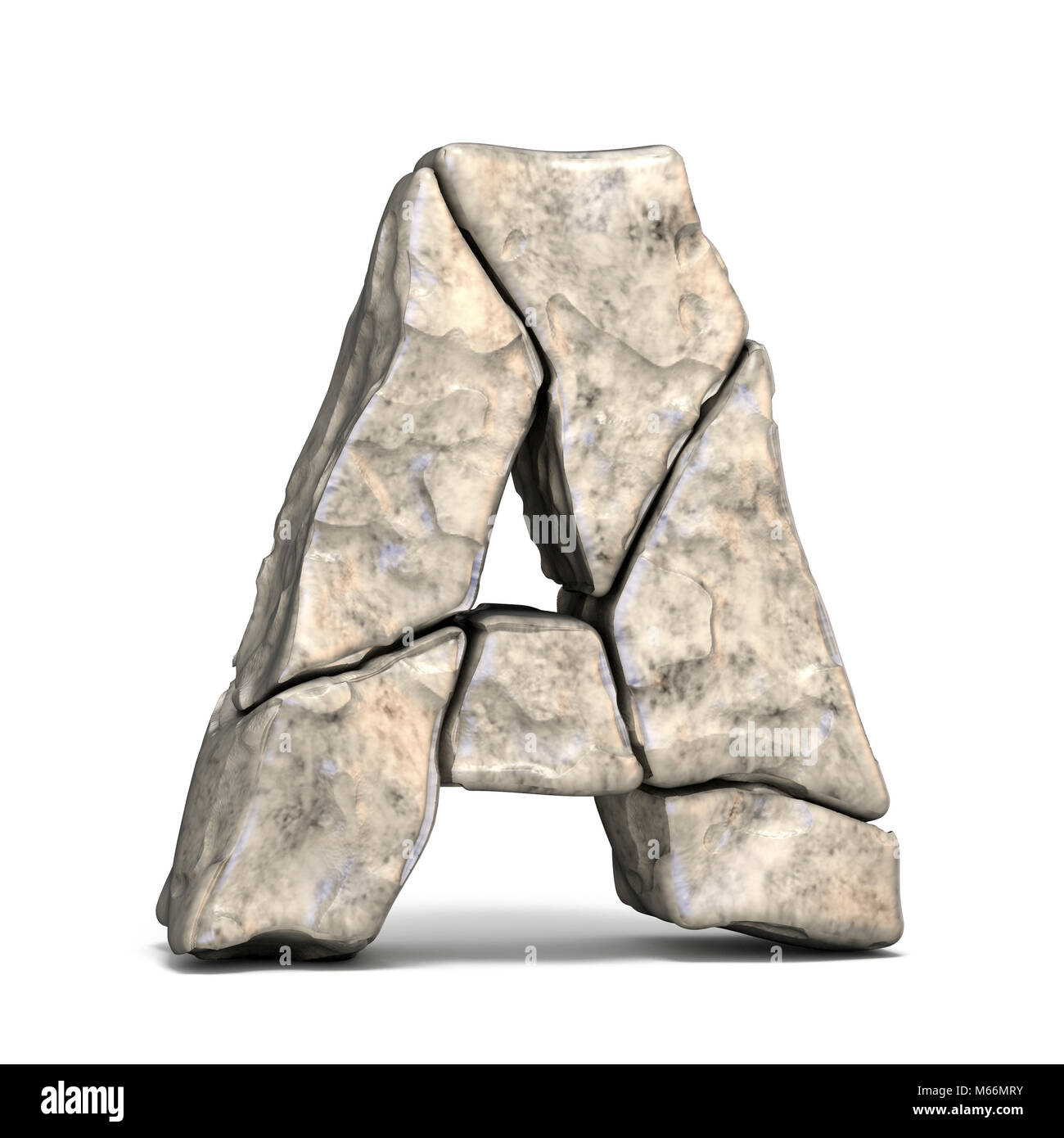 Stone font letter A 3D render illustration isolated on white background ...