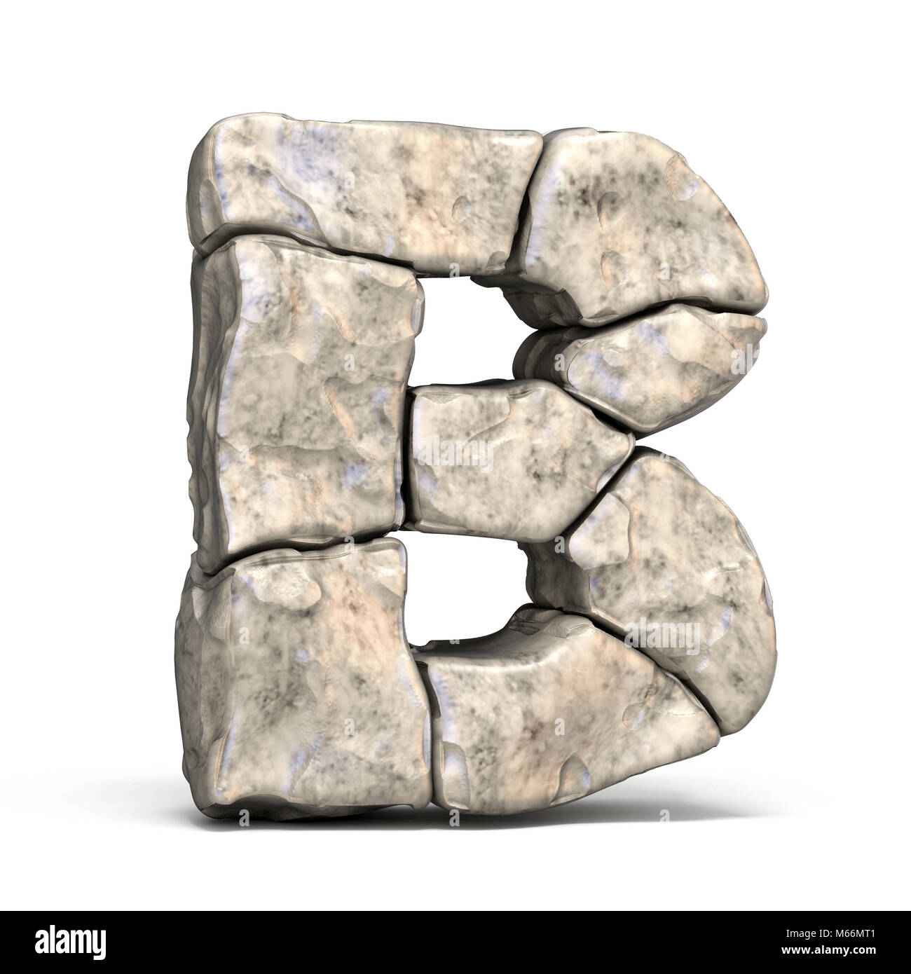 Stone font letter B 3D render illustration isolated on white background ...