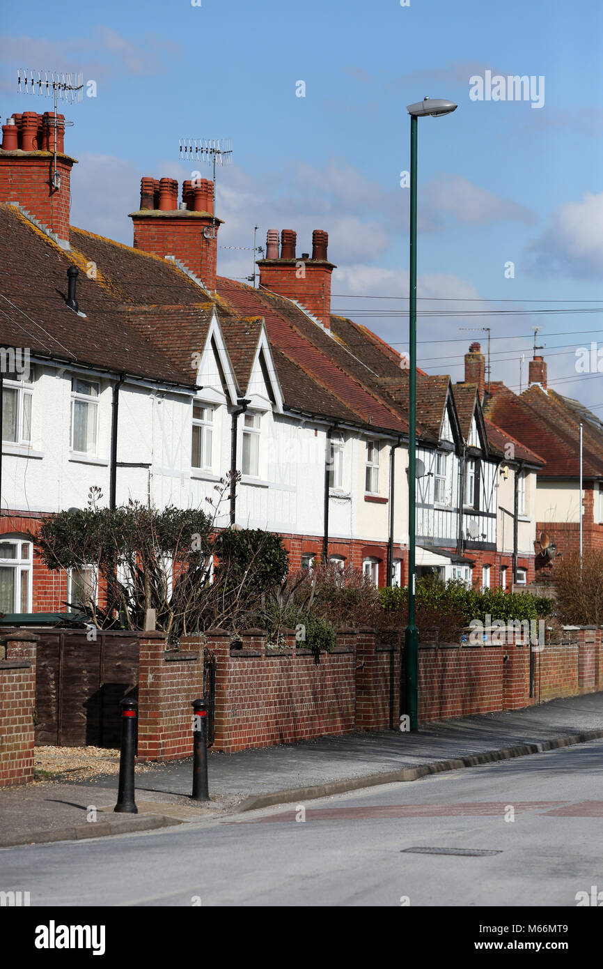 Typical English residential street view pictured in Bognor Regis, West ...