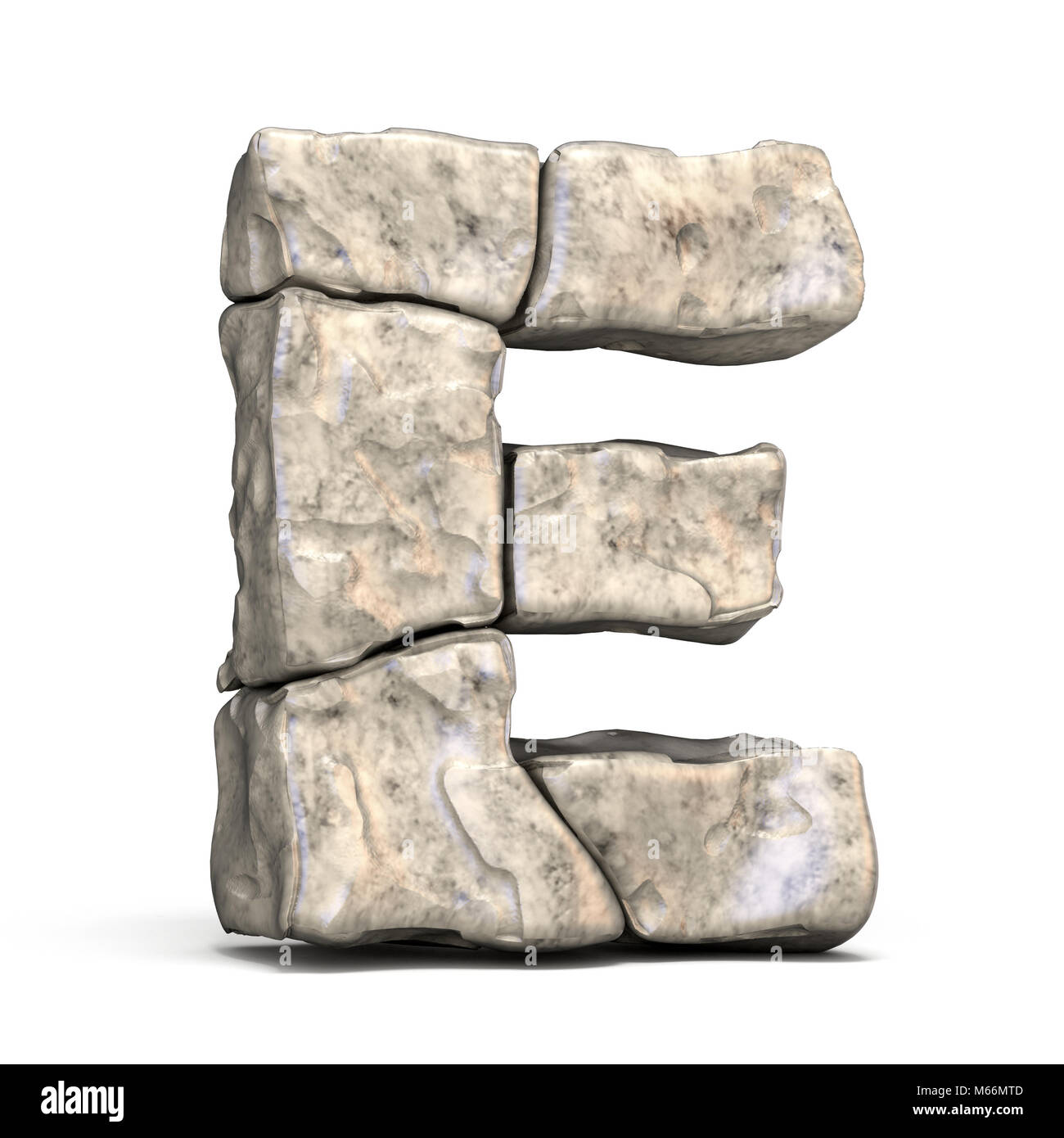 Stone font letter E 3D render illustration isolated on white background ...