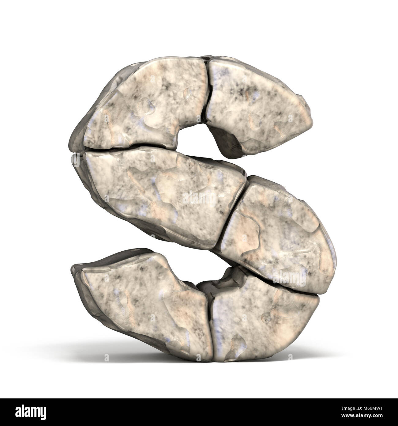 Stone font letter S 3D render illustration isolated on white background ...