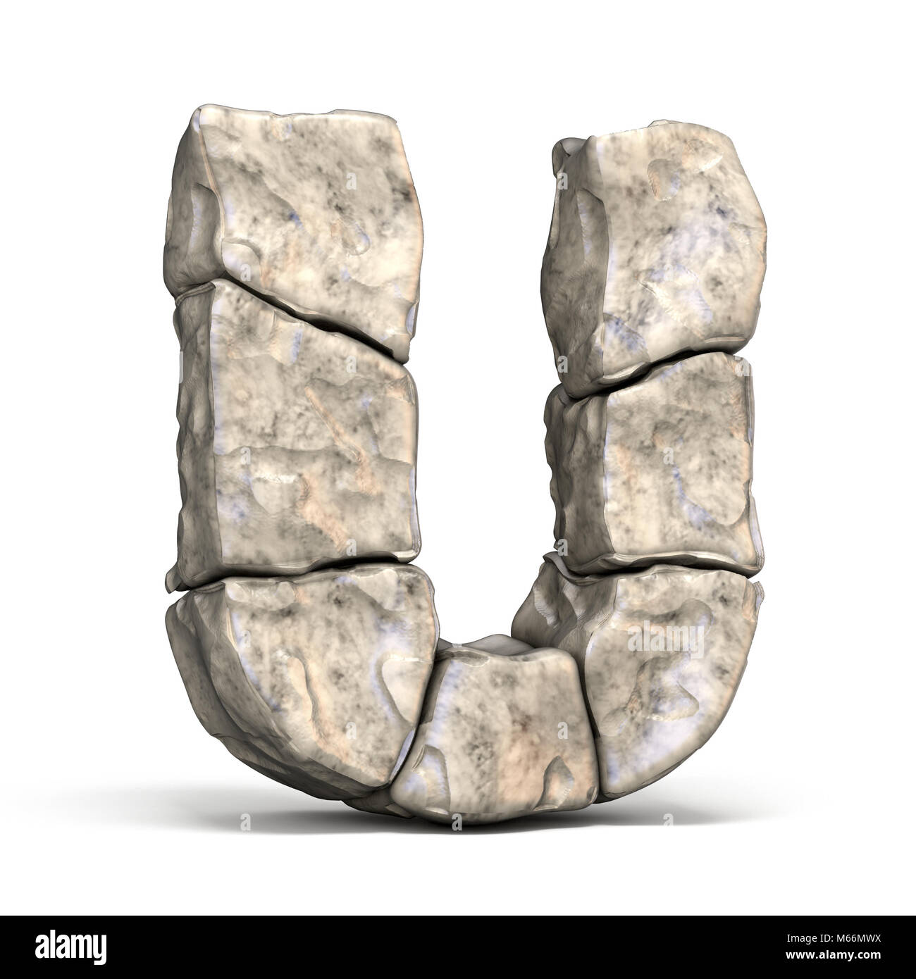Stone font letter U 3D render illustration isolated on white background Stock Photo - Alamy