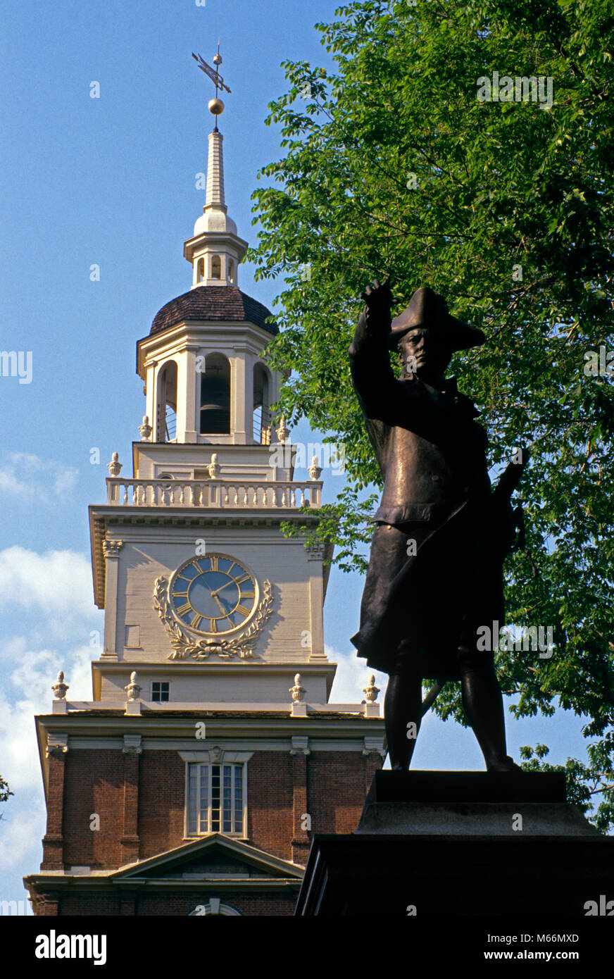 INDEPENDENCE HALL & STATUE OF COMMODORE BARRY FOUNDER OF THE NAVY ...