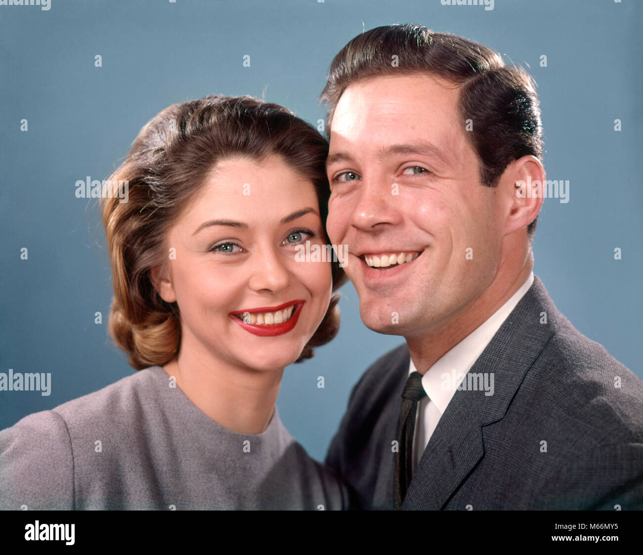 1960s PORTRAIT SMILING HAPPY COUPLE MAN WOMAN PORTRAIT HUSBAND AND WIFE ...