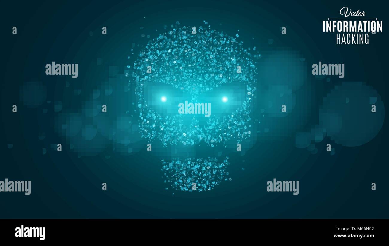 Blue hacker attack background skull hi-res stock photography and images - Alamy