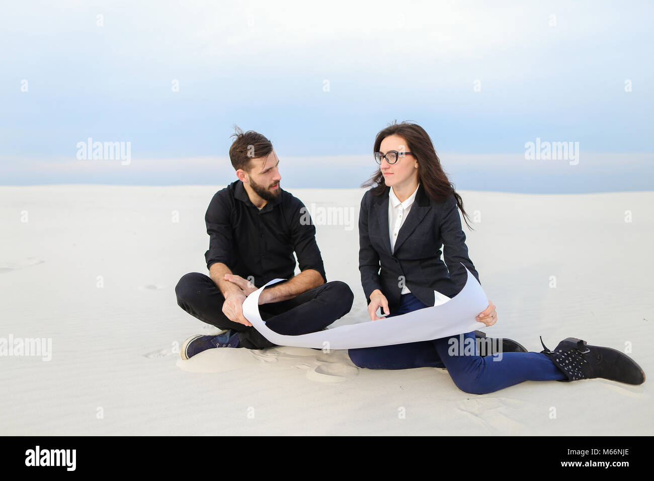 Economists brother and sister planning shopping center in dese Stock ...