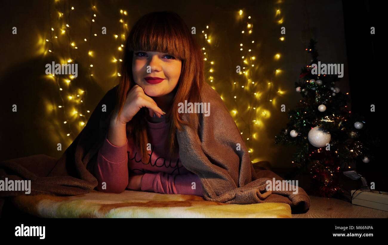 Dreaming lady on New Year Eve Stock Photo - Alamy