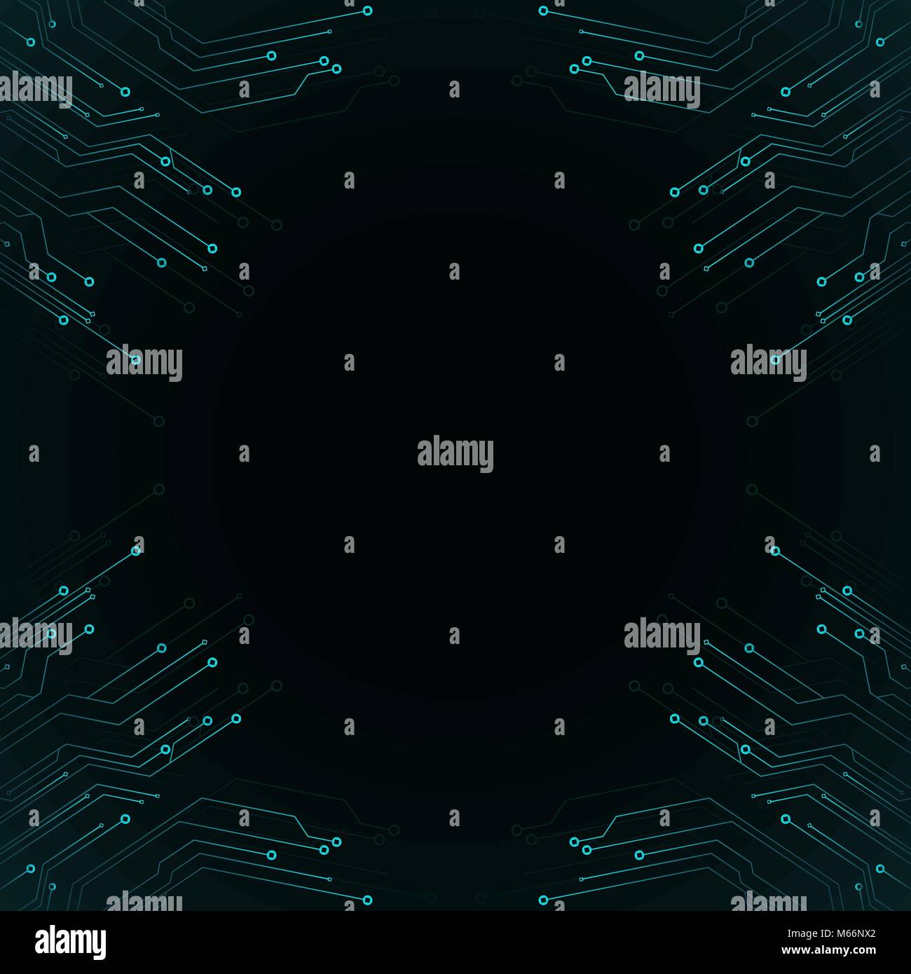 Computer circuit board. Flat style. Blue connectors. Sci-fi ...