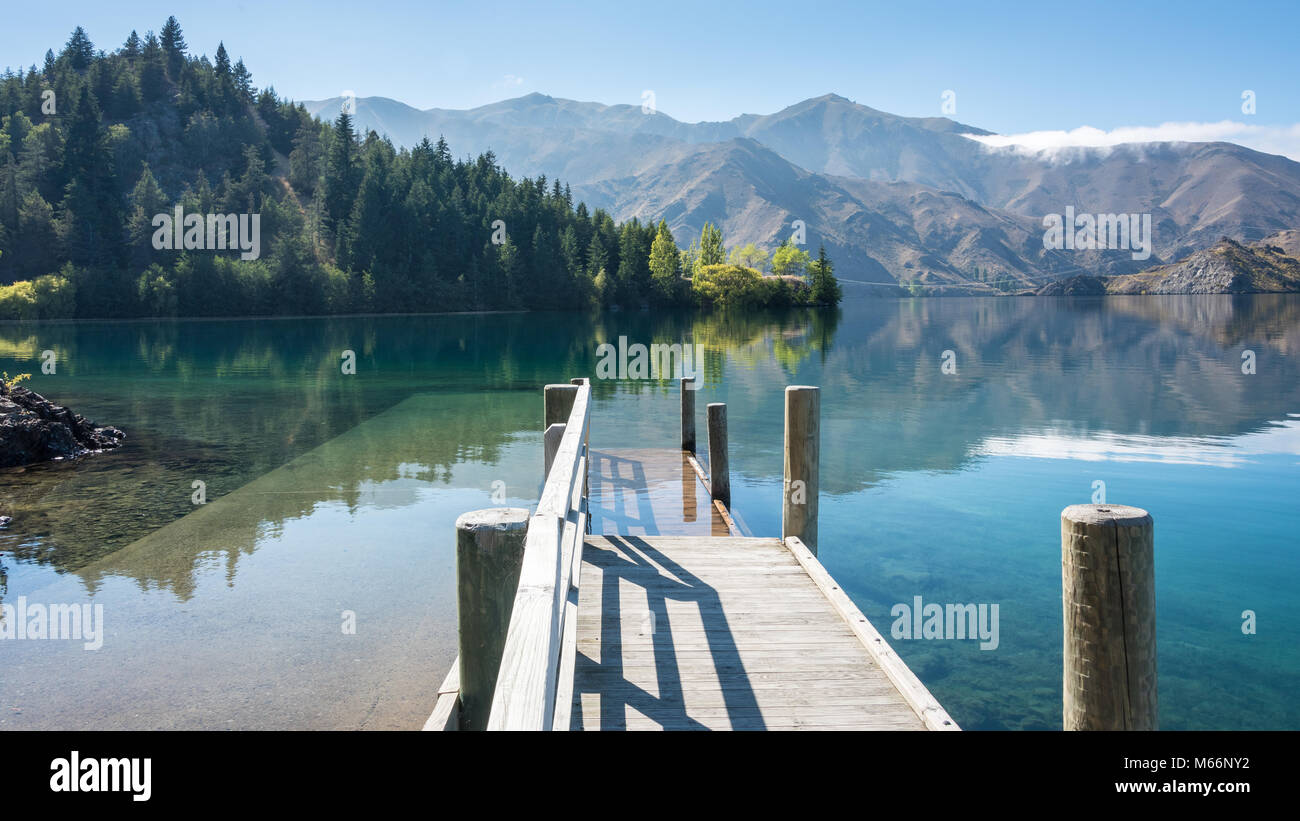 Lake Benmore Reflections, South Island, New Zealand Stock Photo - Alamy