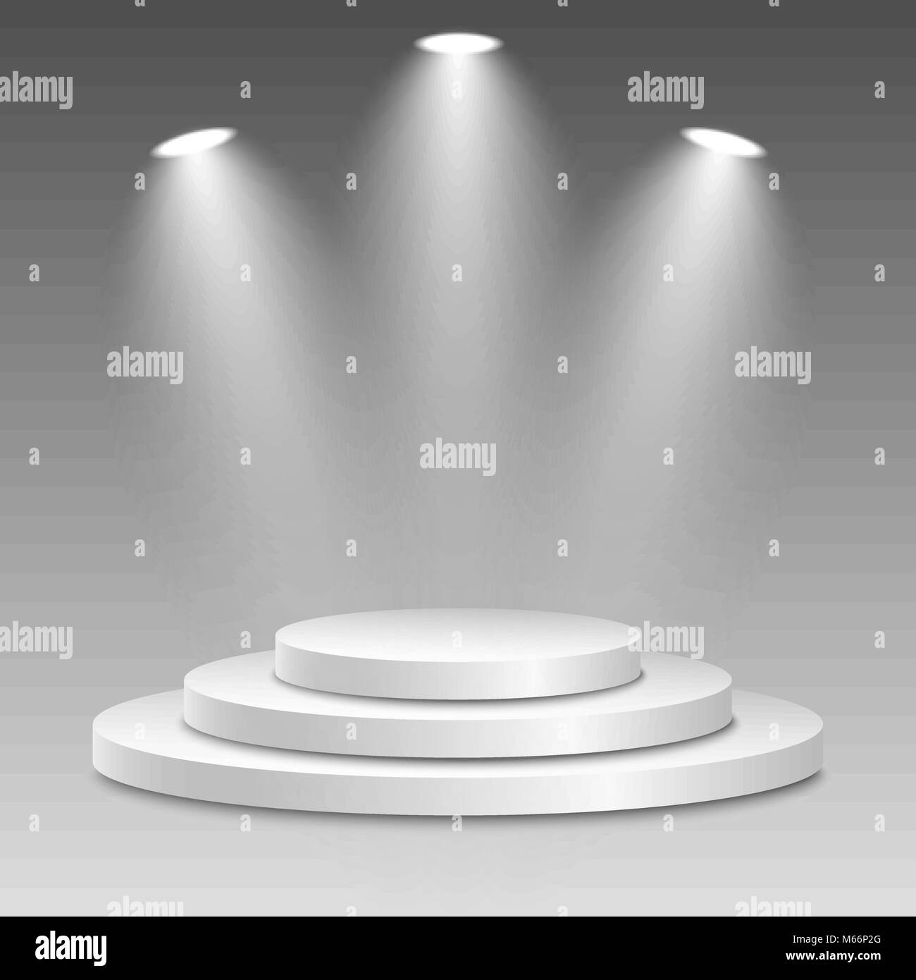 White podium with spotlights on a transparent background. The winner is ...