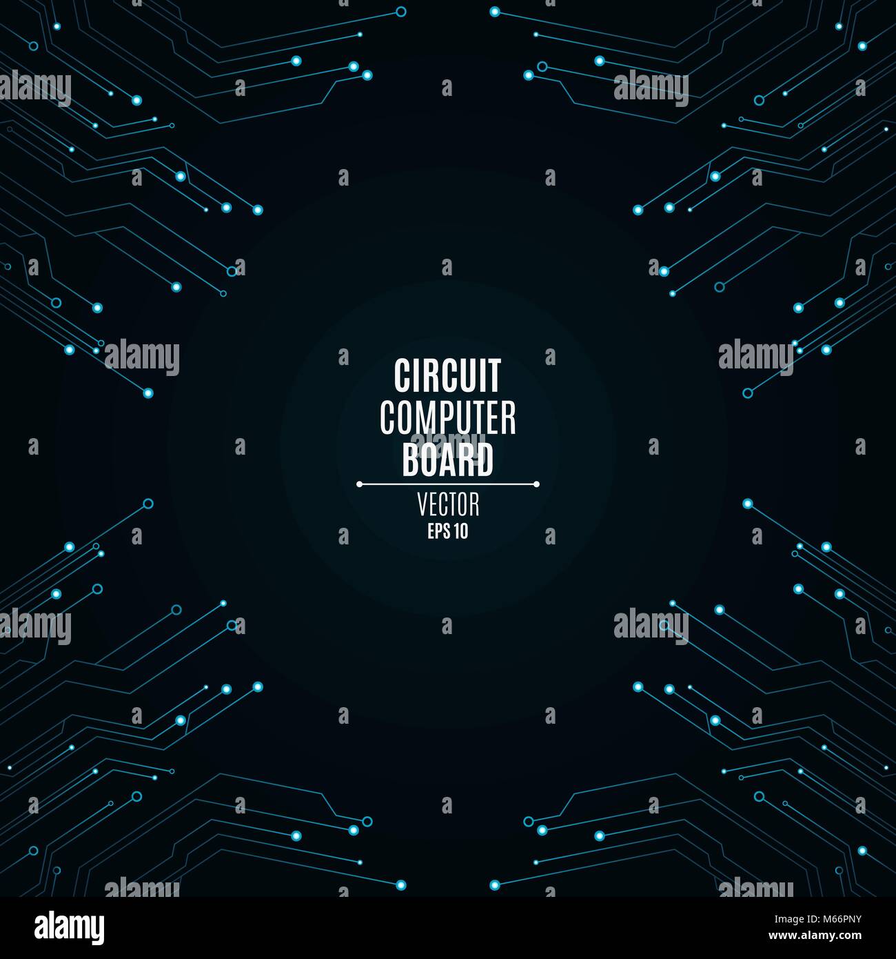 Background from a computer board with luminous blue connectors. Circuit ...