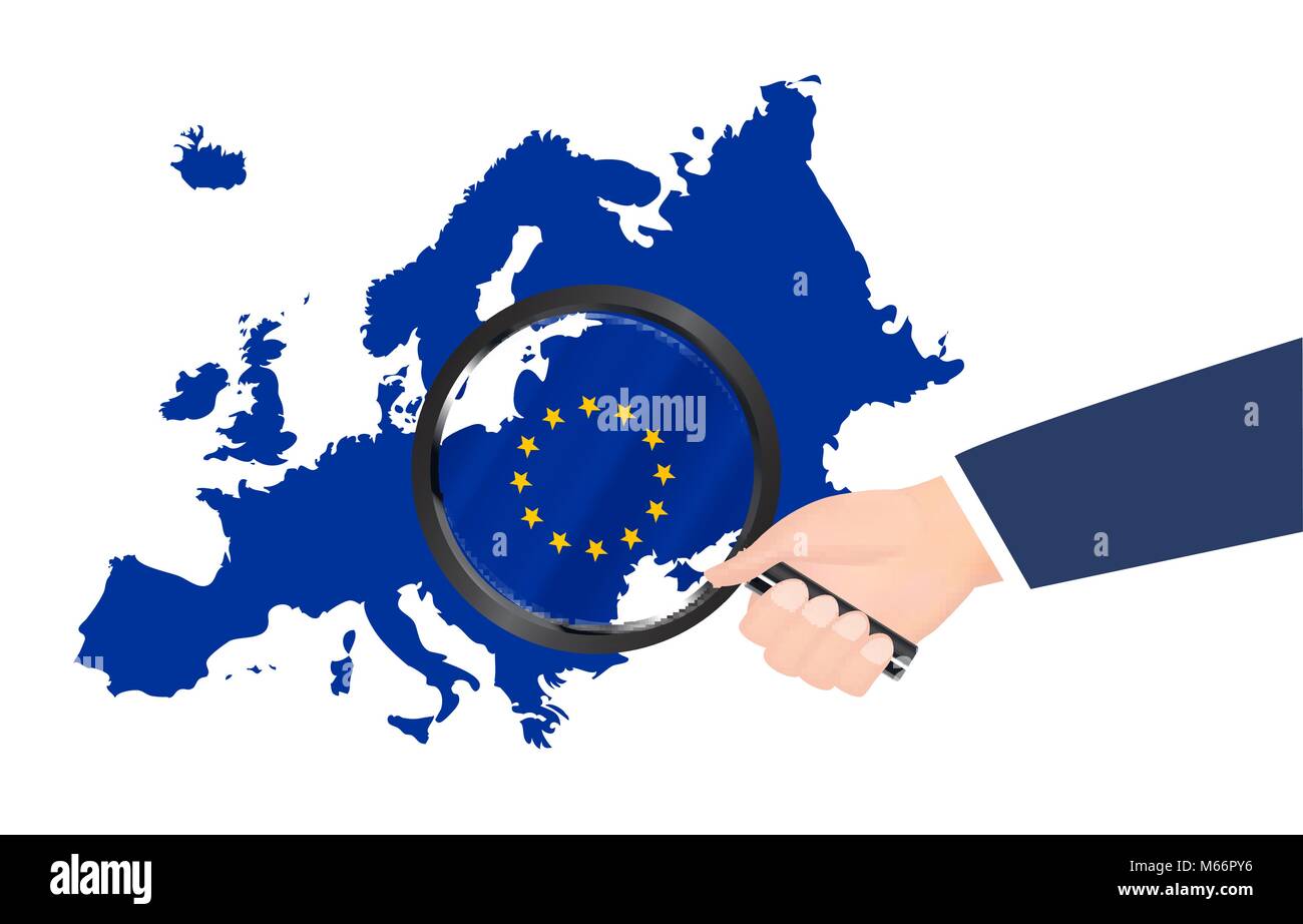 magnifying glass search on europe map vector Stock Vector Image & Art ...