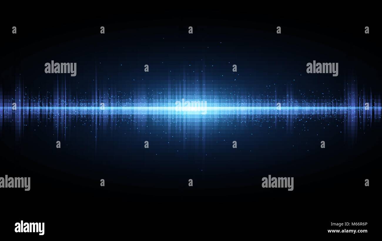 Sound waves of light blue on a dark background. Background for the ...