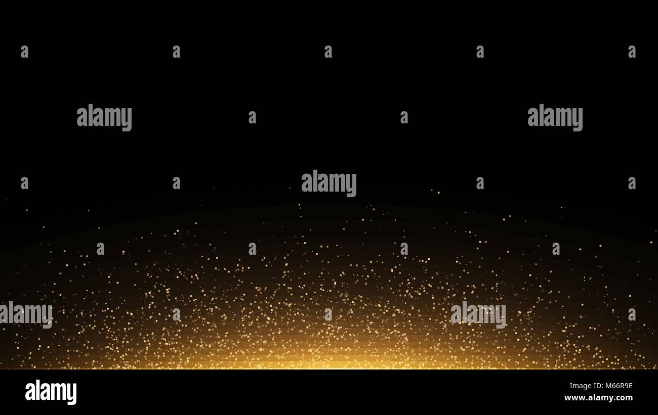 Abstract background. Golden glow with magical dust. Gold backlight on a ...