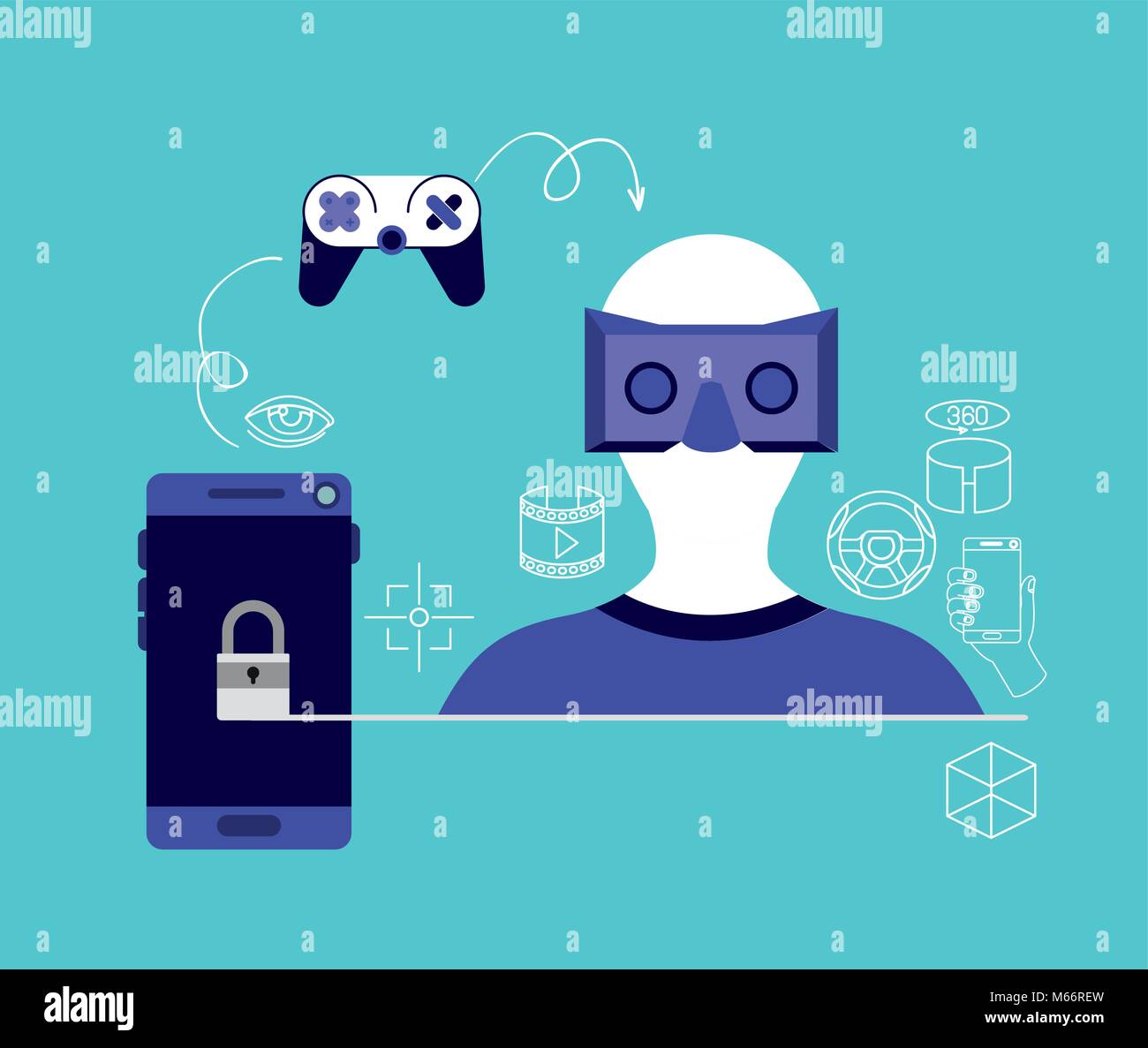 Virtual security line icons Stock Vector Images - Alamy