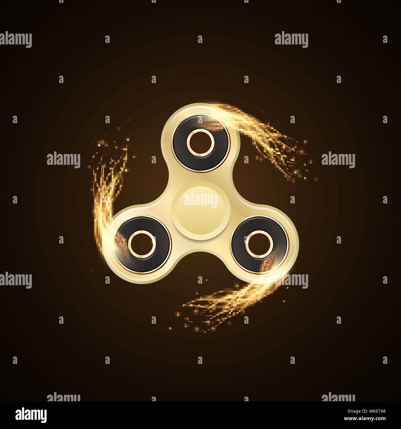 Realistic golden spinner in the fire. Fiery speed. Stress relieving toy ...
