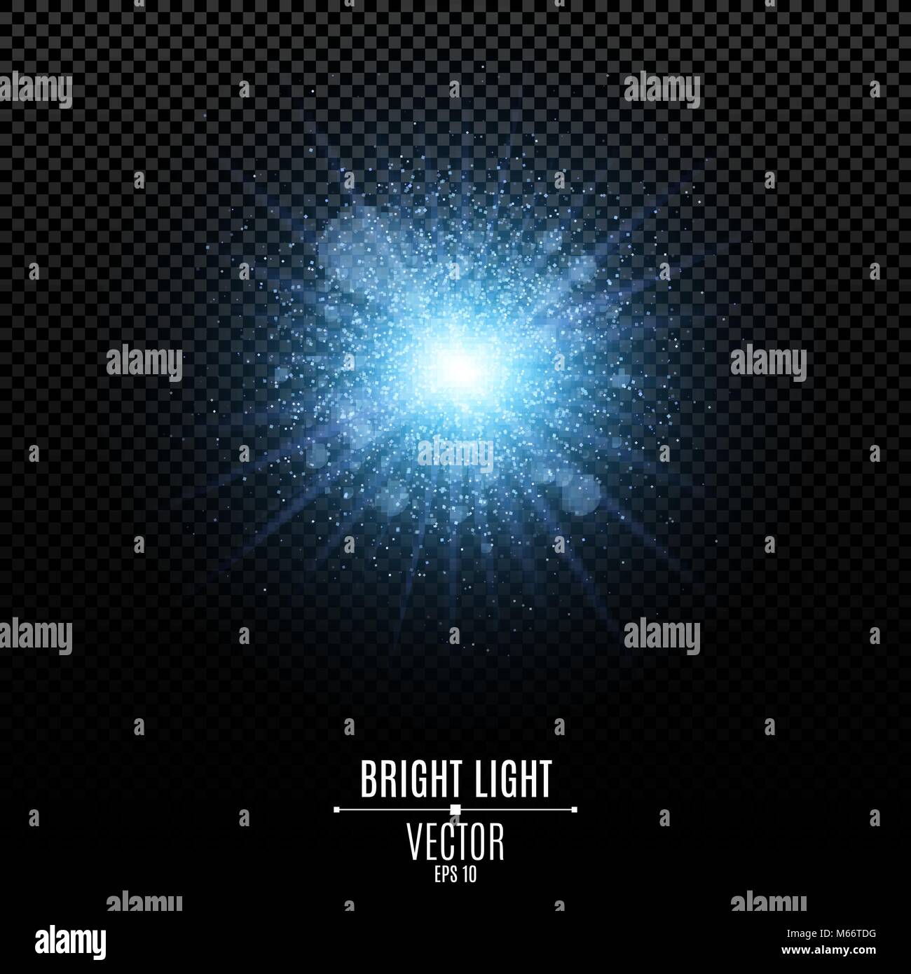 Bright star of a blue color. Blue flash of light. Abstract blue lights ...