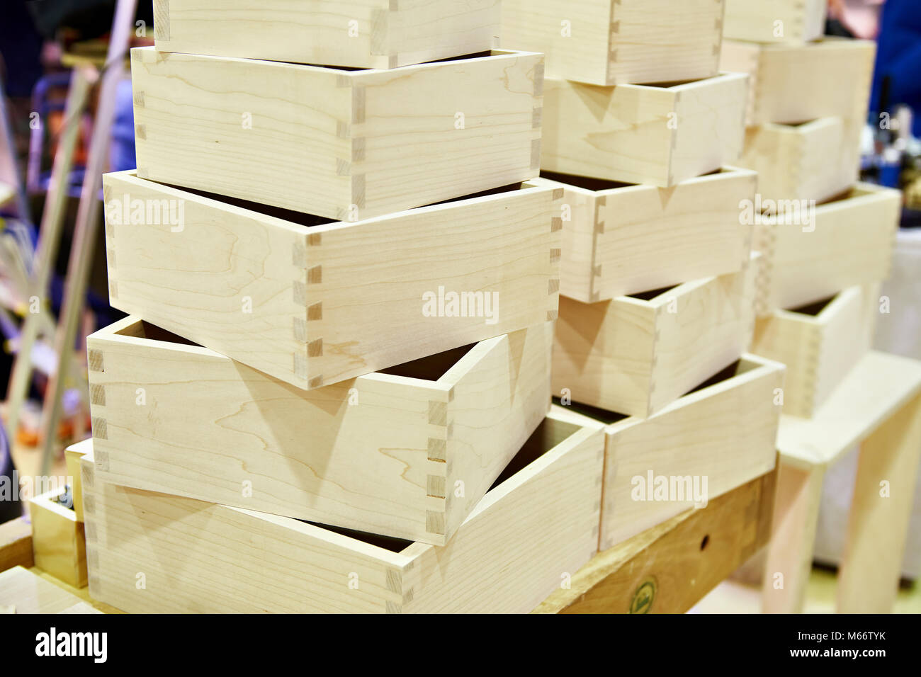 Wooden boxes in the carpenter's workshop Stock Photo - Alamy
