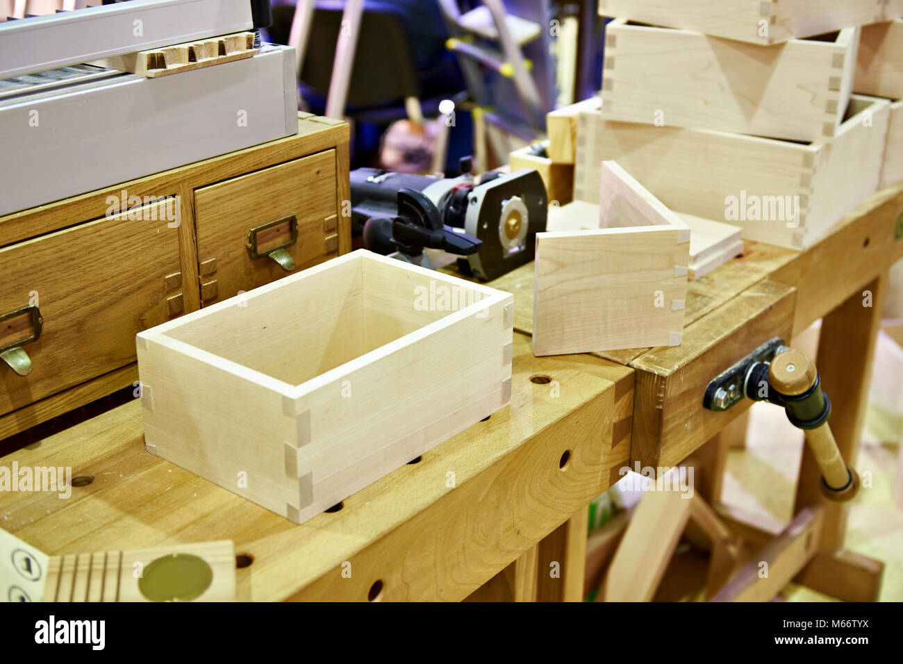 Wooden box in the carpenter's workshop Stock Photo - Alamy