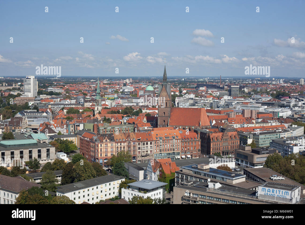 City centre with Marktkirche, view from the town hall tower, Hanover ...