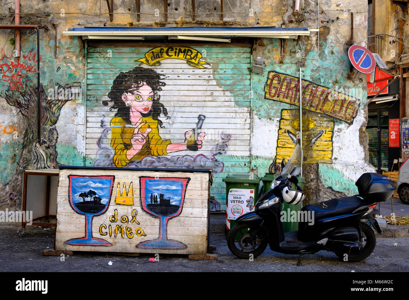 Graffiti, bar, La Vucciria district, Piazza Garraffello, Palermo ...