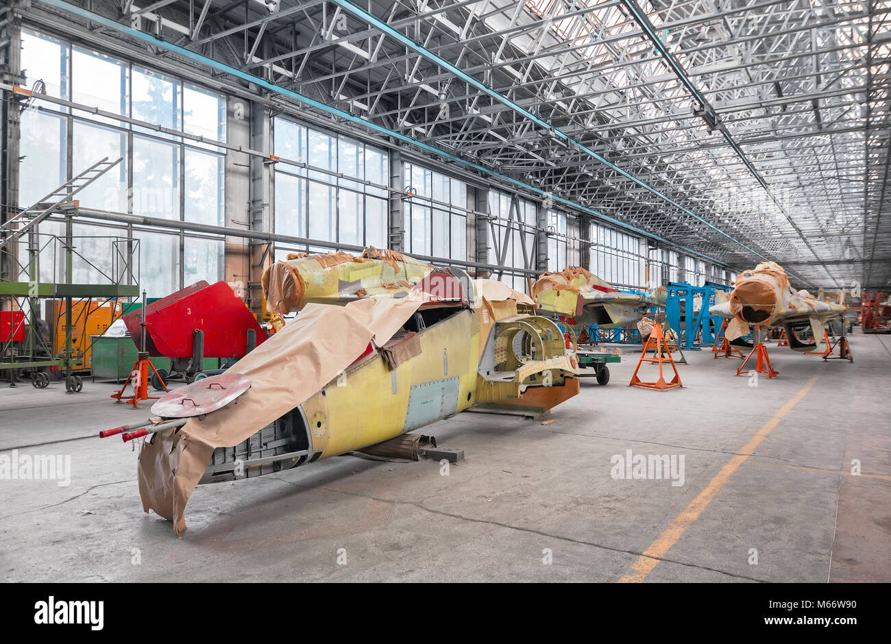 Aviation factory of military aircraft. Assembly of the Russian ...