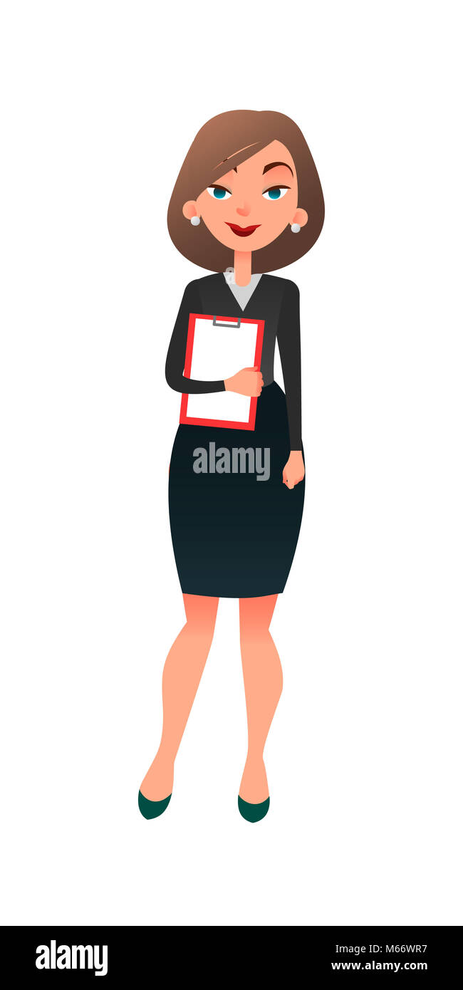 Young successful female office manager. Smart cartoon flat woman ...