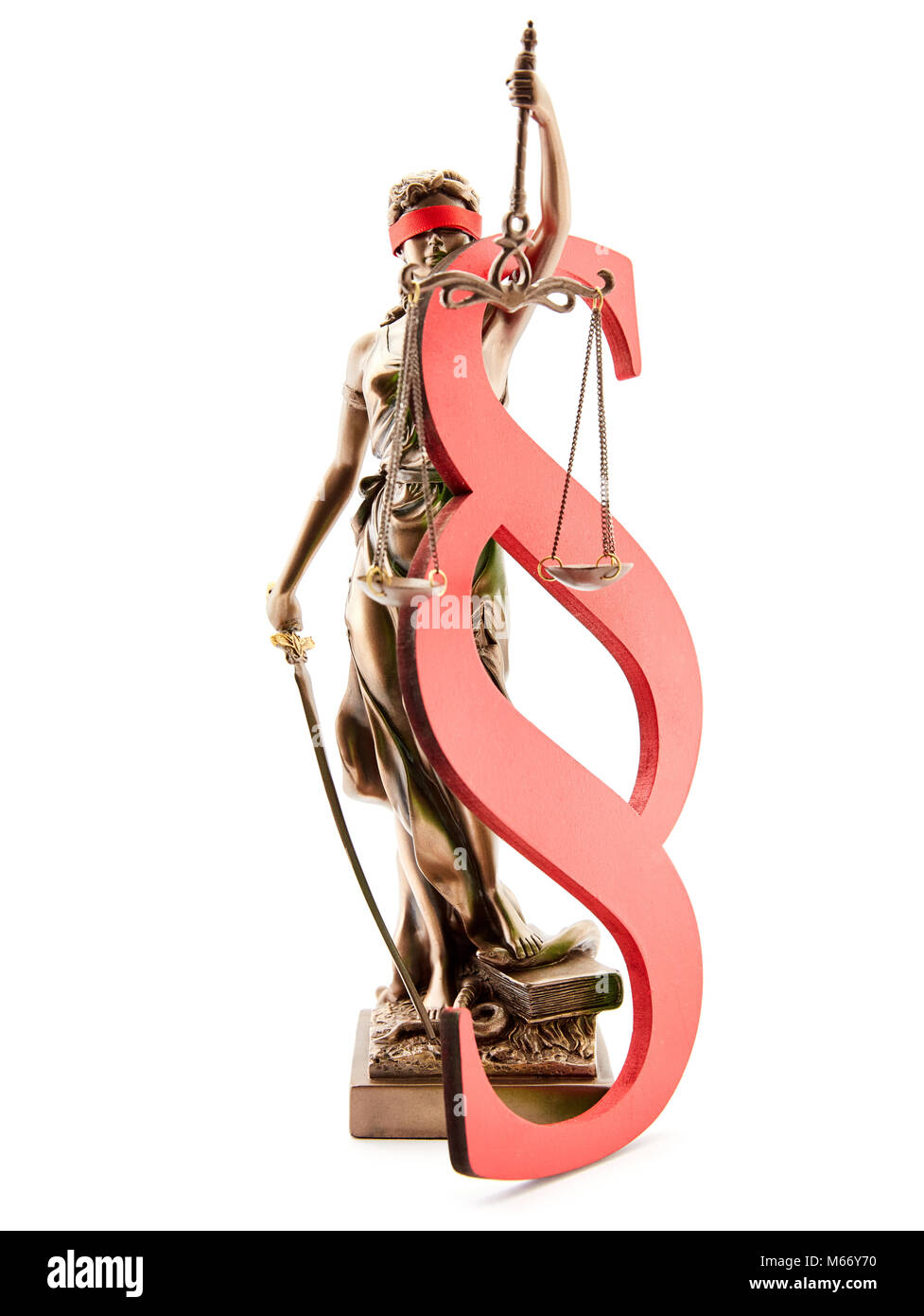 Red paragraph and blind Justitia as justice symbol Stock Photo - Alamy