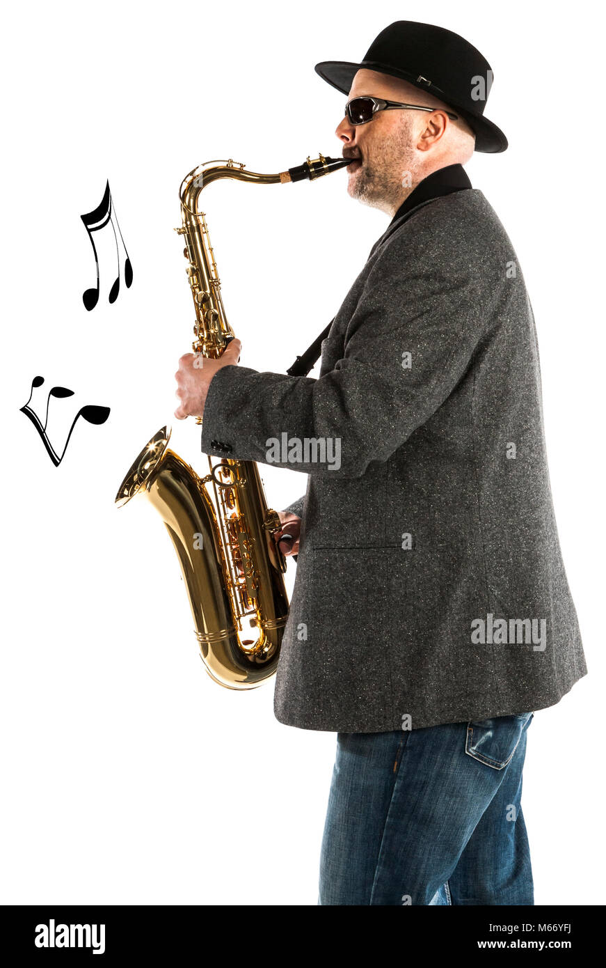Saxophone music notes Cut Out Stock Images & Pictures - Alamy