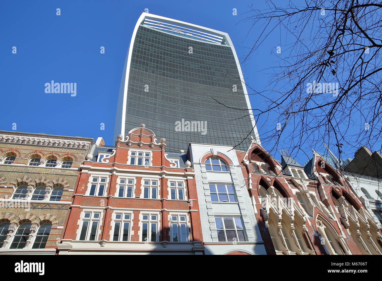 LONDON, UK – FEBRUARY 25, 2018: Colorful facades of buildings on ...