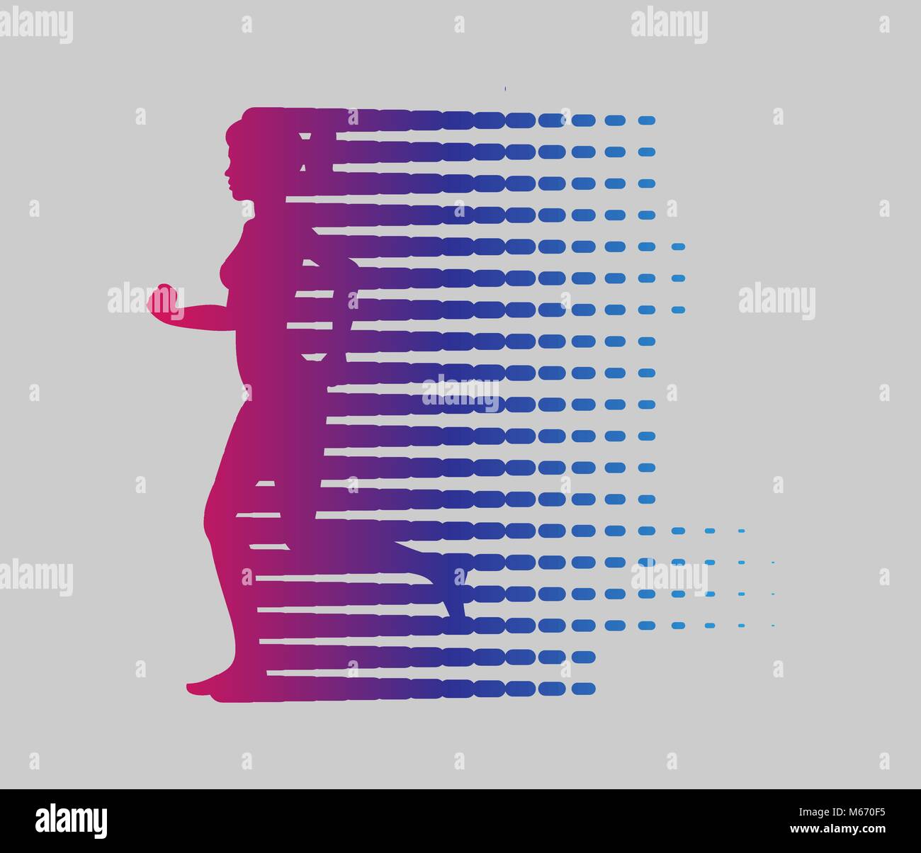 Colorful silhouette of a running girl. Vector illustration. 10 eps ...