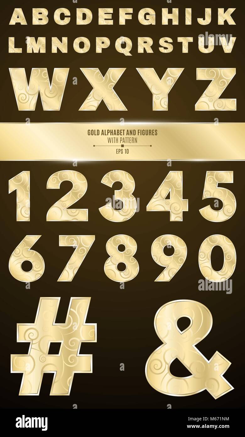 Alphabet a gold illustration hi-res stock photography and images - Alamy