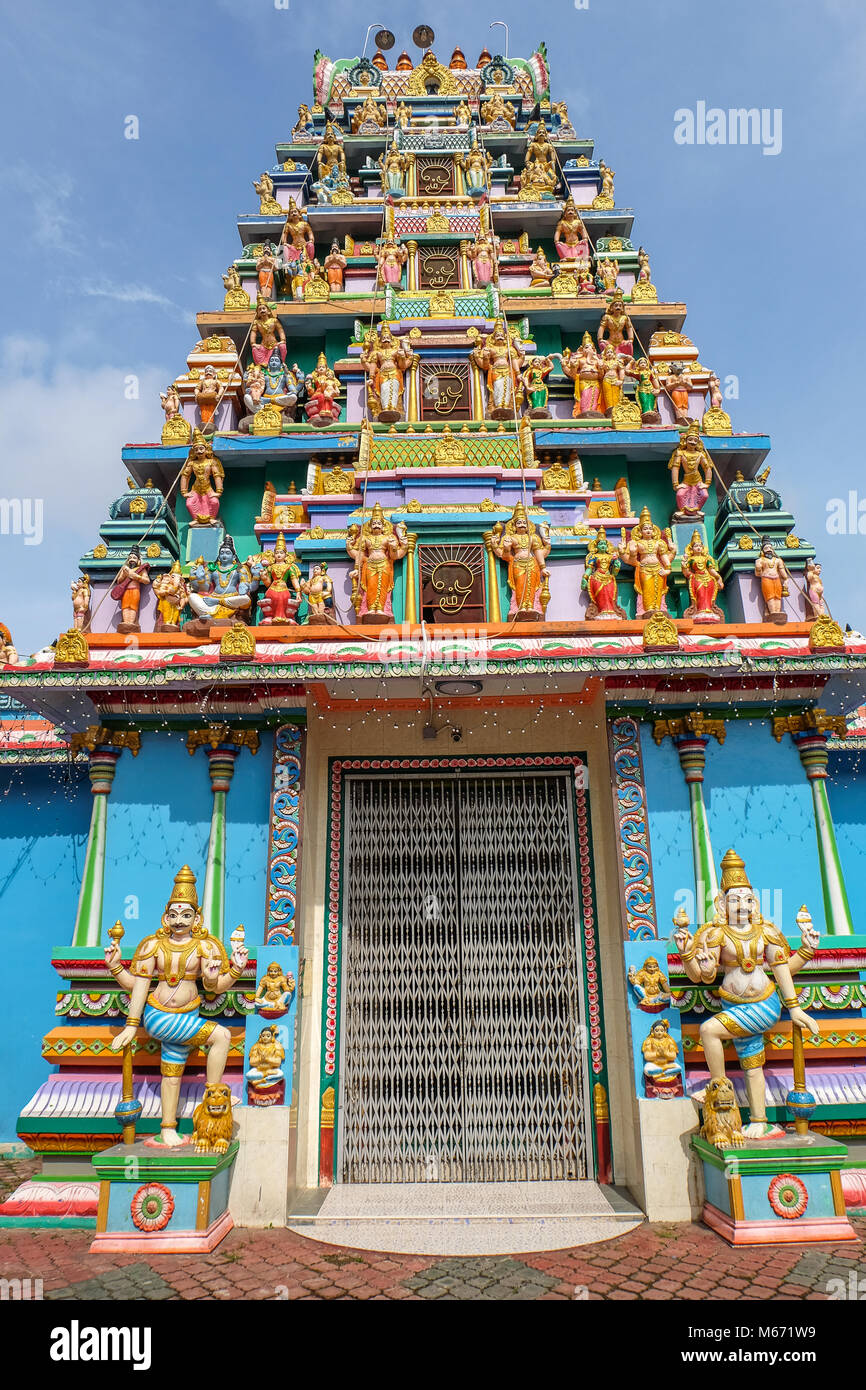 Colorful statues of Hindu gods on Hindu temple in Pyin Oo Lwin, Myanmar ...