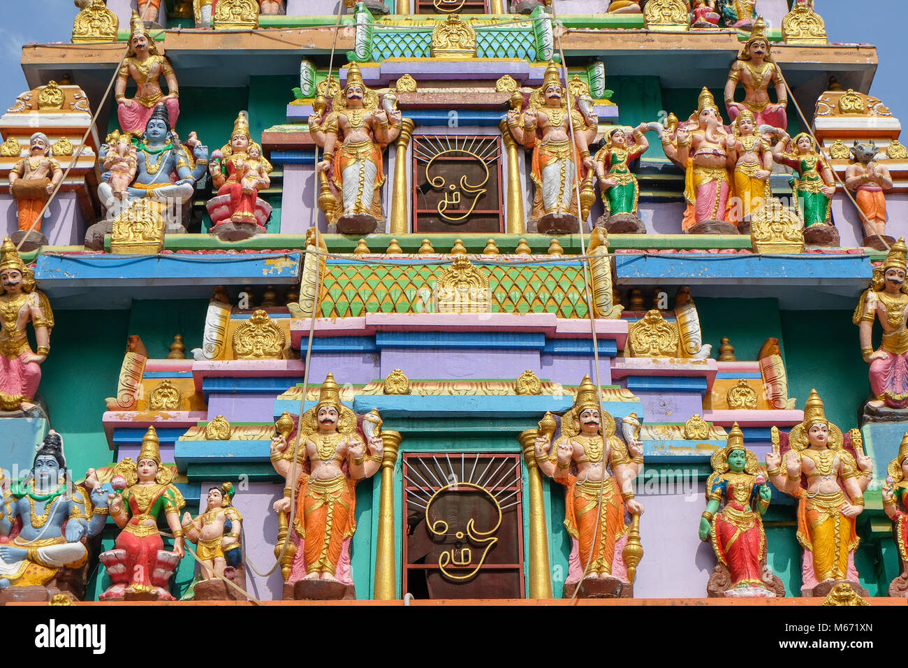 Statues of Hindu gods on Hindu temple in Pyin Oo Lwin, Myanmar Stock ...