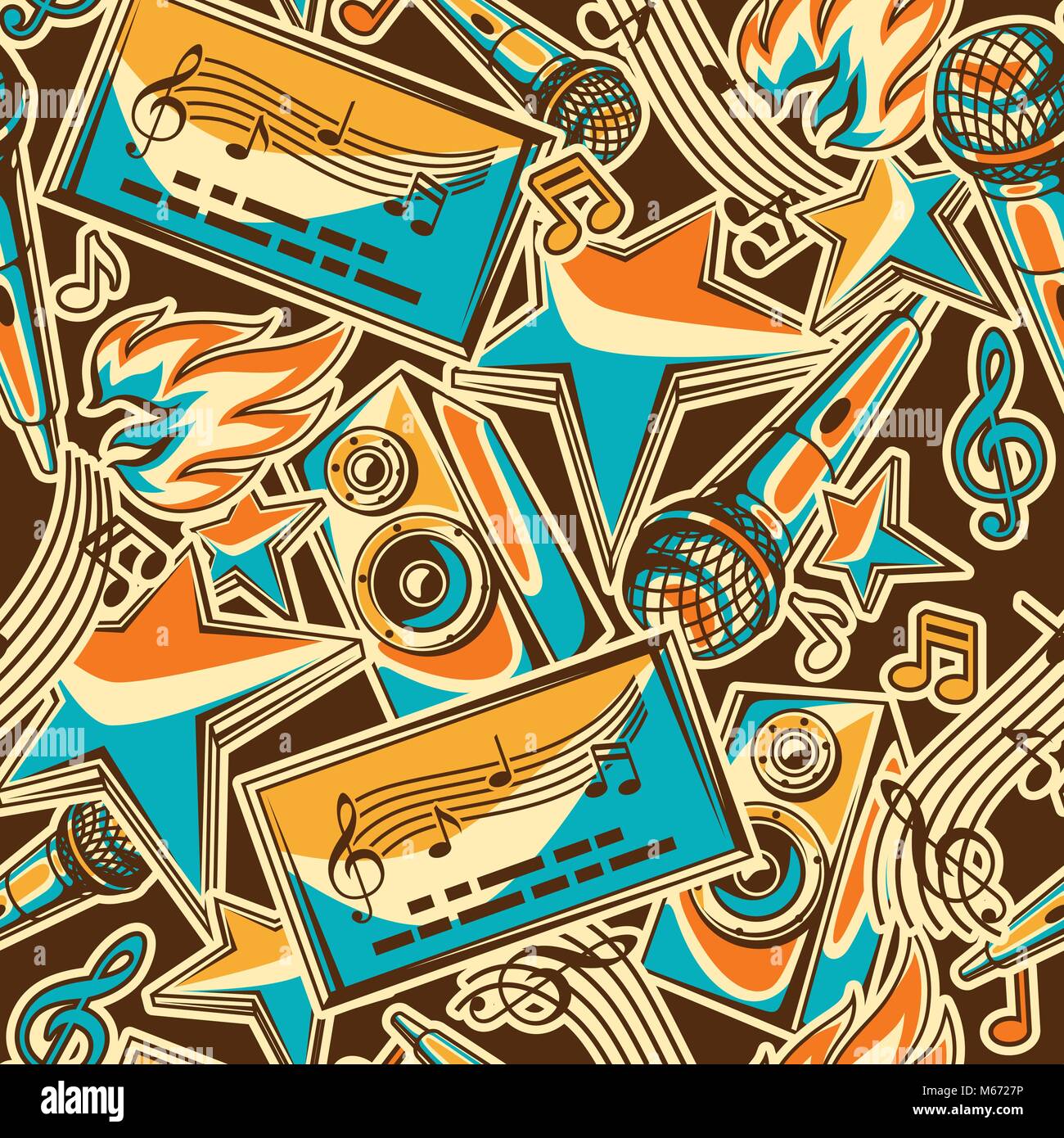 Karaoke party seamless pattern. Music event background. Illustration in ...