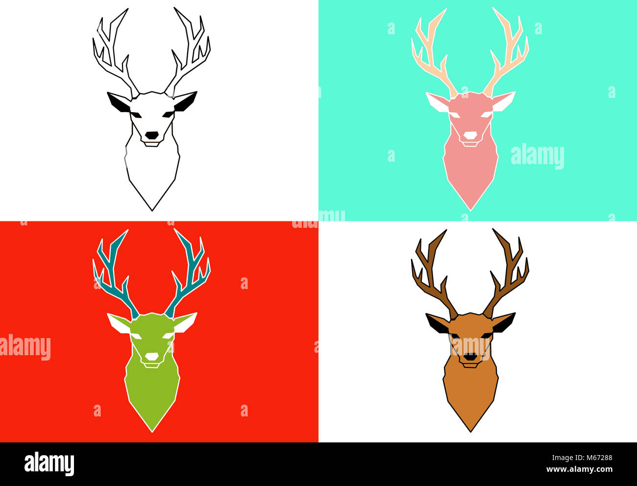 Design of colorful deers Stock Photo - Alamy