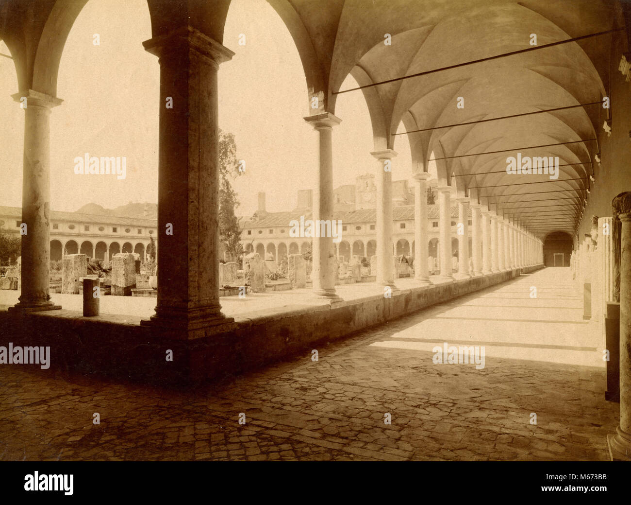 View of the cloister of the certosa, now Roman National Museum Stock ...