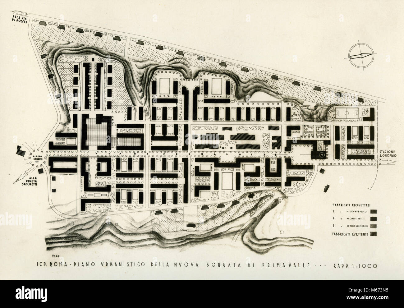 Primavalle Project blueprint, Rome, Italy 1950 Stock Photo - Alamy