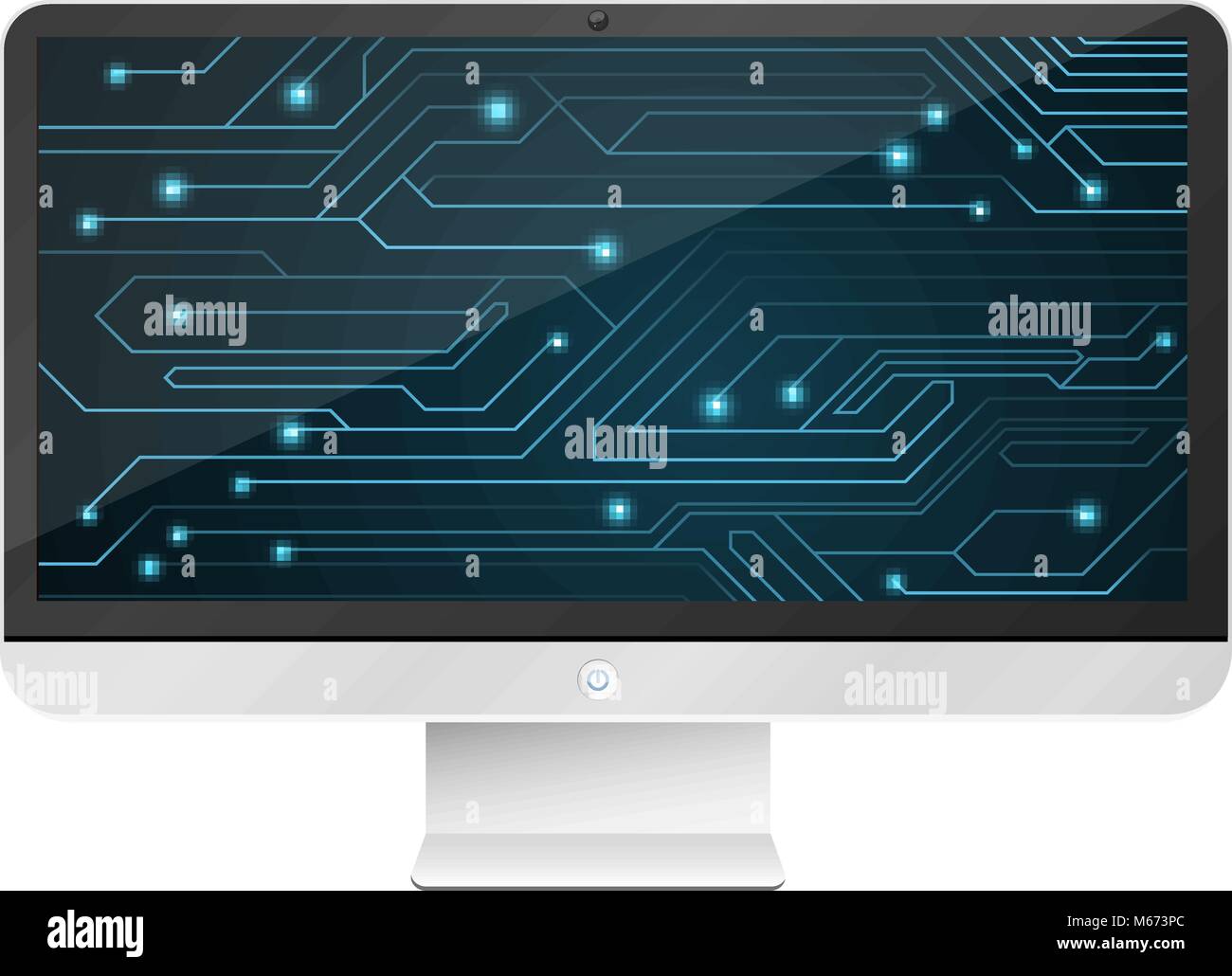 Modern, high-tech computer isolated on white background. An image of a ...