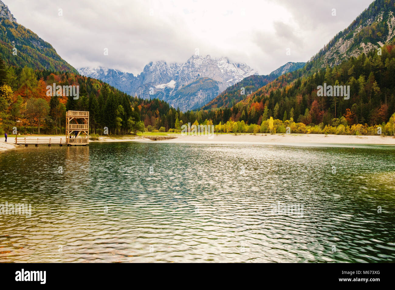 Beautiful Jasna lake on autumn color at Kranjska Gora in Slovenia ...